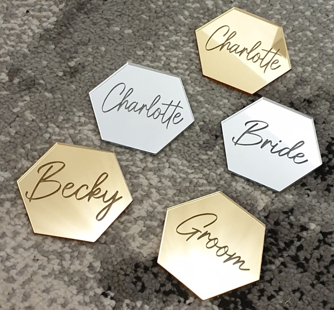 Hexagon Place Setting, Acrylic Place Name, Personalised Name Places ...