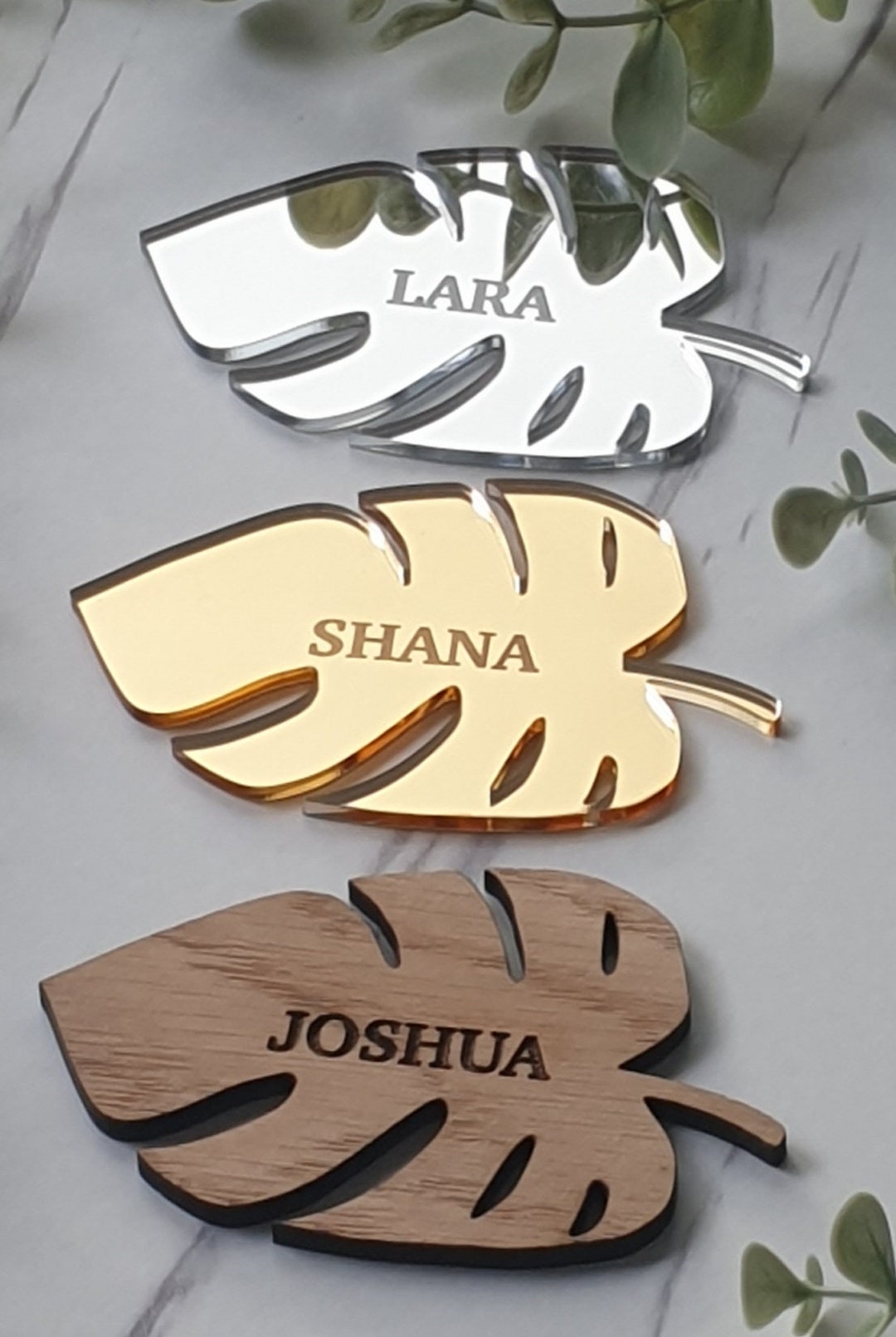 Acrylic Place Settings, Leaf Place Names, Name Cards, Table Decorations ...