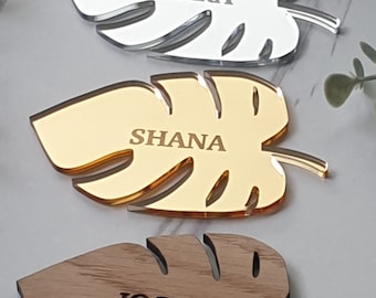 Acrylic Leaf Name Cards - Etsy