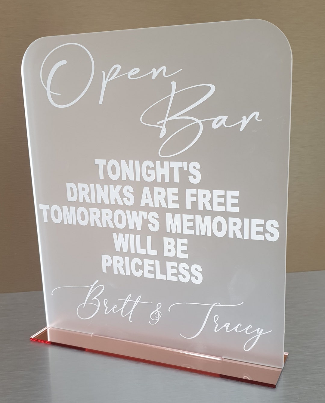 Open Bar Sign, Frosted Acrylic, Wedding, Party Sign, Personalised - Etsy