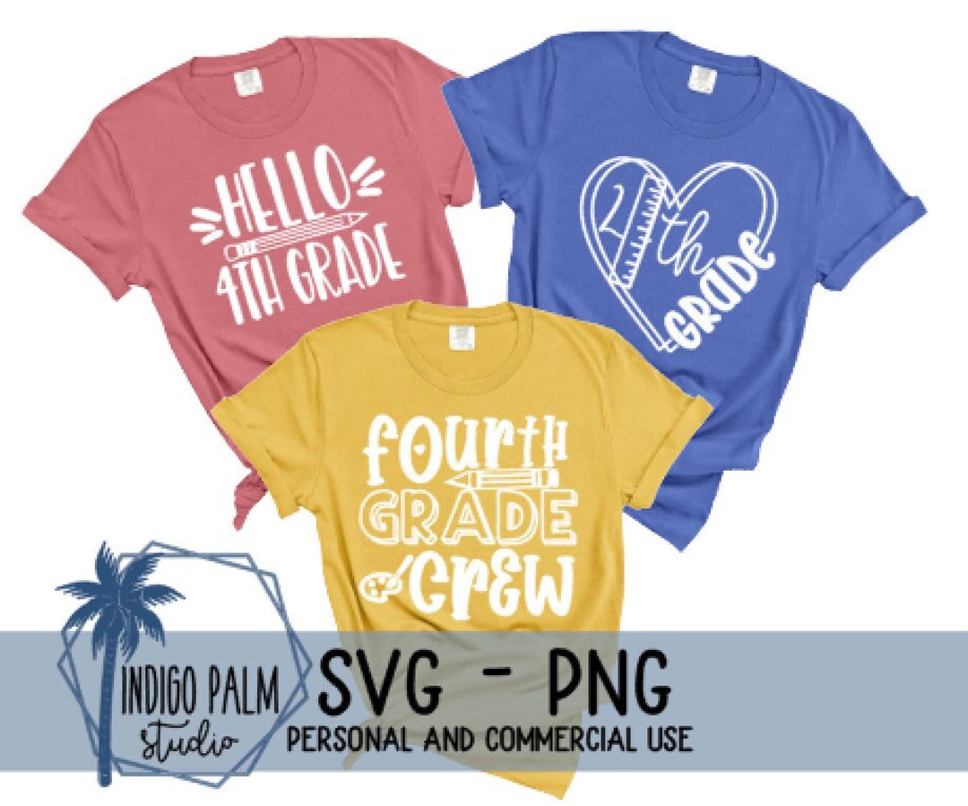 Fourth Grade Svg Bundle - 4th Grade Teacher Shirt Design Bundle - Hello ...