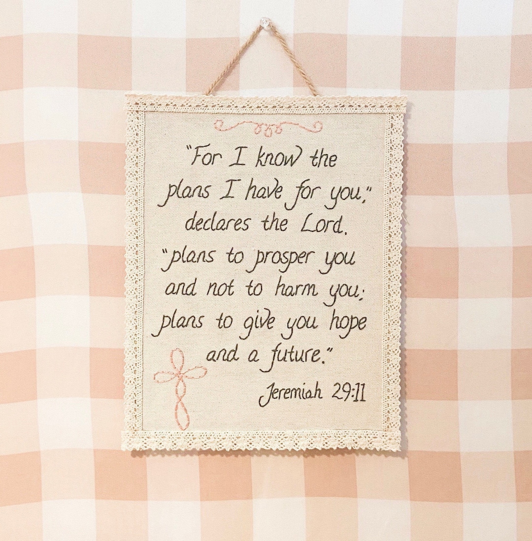 Embroidery Bible Verse Sign, Home Decor, Rustic Wall Hanging - Etsy