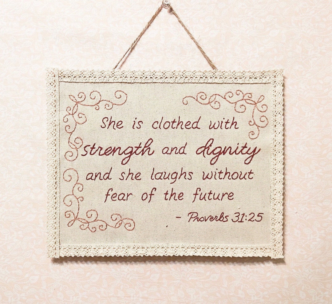 Embroidery Bible Verse Sign, Home Decor, Women Rustic Wall Hanging - Etsy