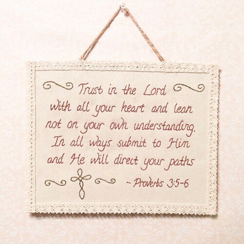 Embroidery Bible Verse Sign Home Decor Rustic Wall Hanging - Etsy
