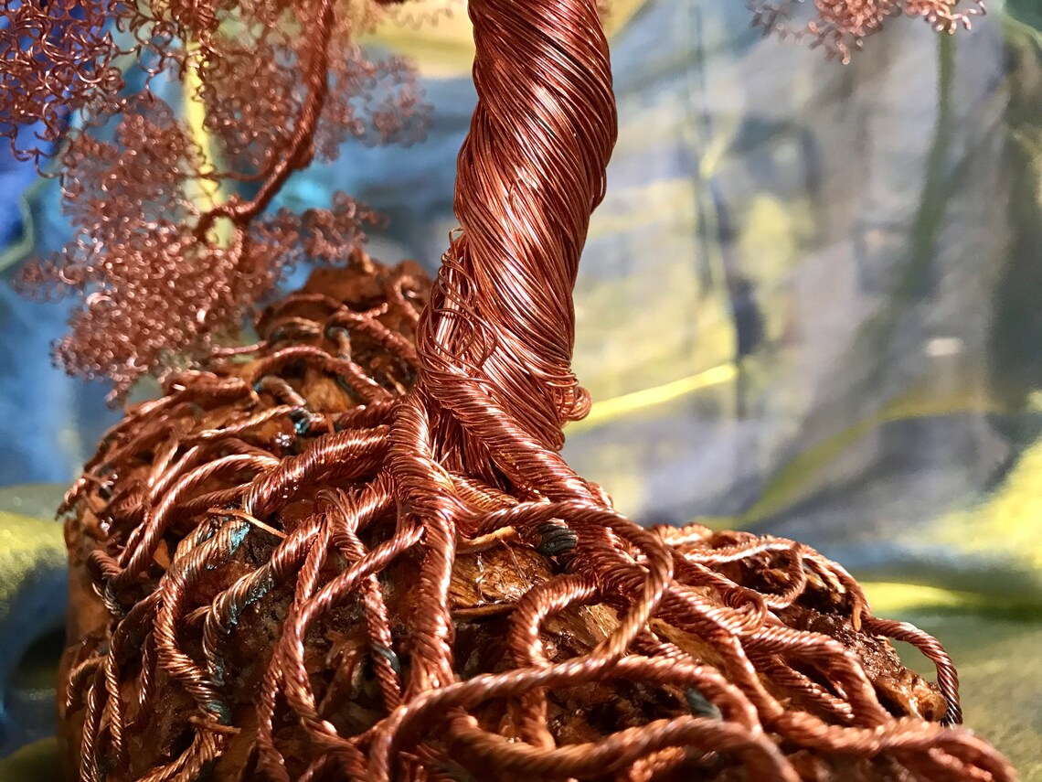 Copper Wire Tree about 450mt on a Wooden Stand - Etsy