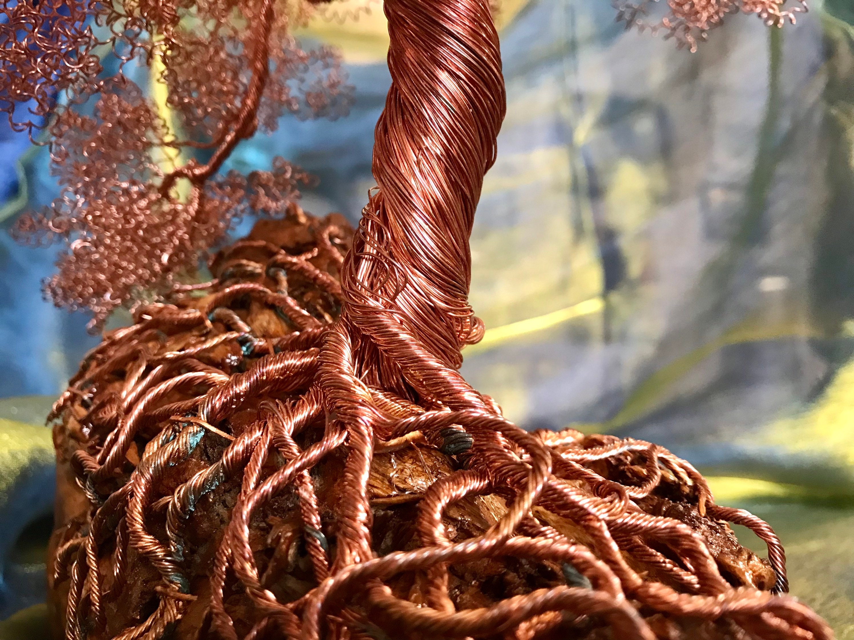 Copper Wire Tree about 450mt on a Wooden Stand - Etsy