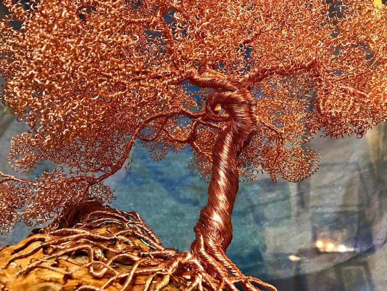 Copper Wire Tree (about 450mt) on a Wooden Stand - Etsy