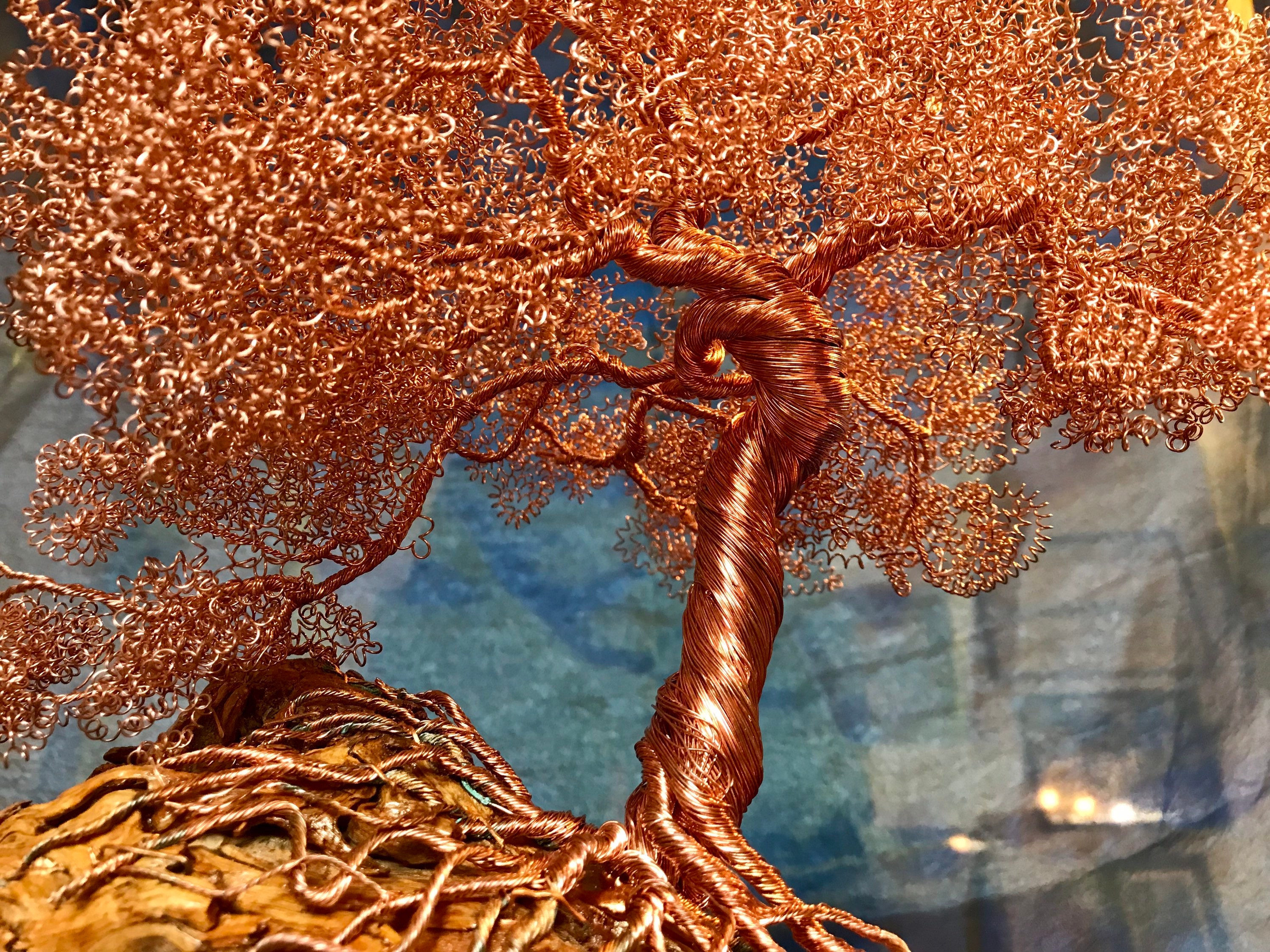 Copper Wire Tree about 450mt on a Wooden Stand - Etsy