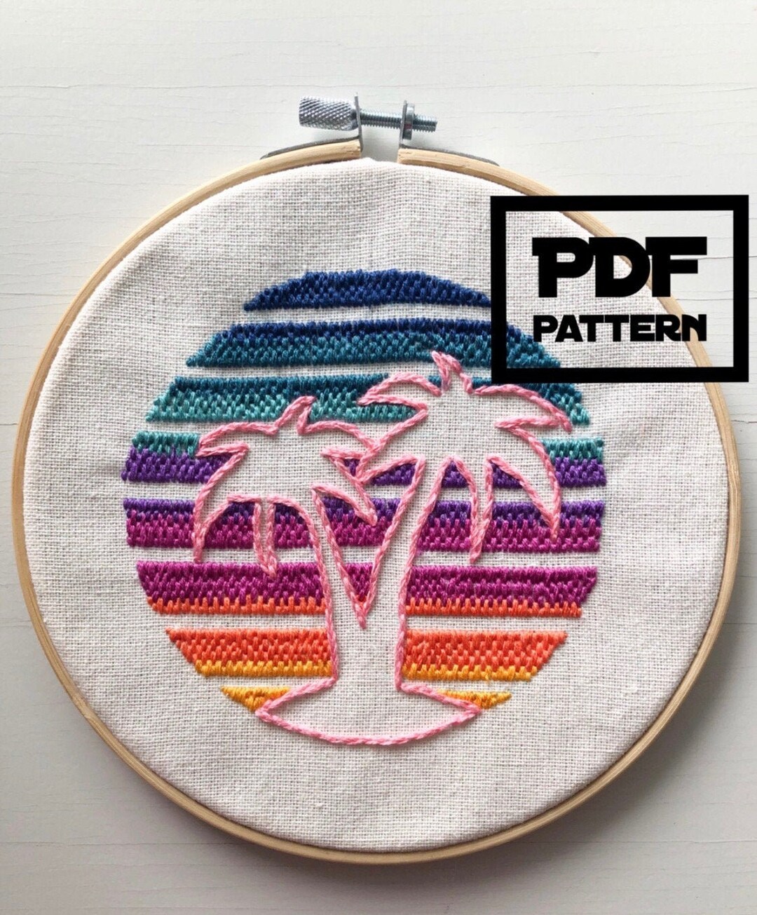 Tropical Palm Tree Embroidery Pattern - Digital Download PDF - Tropical ...