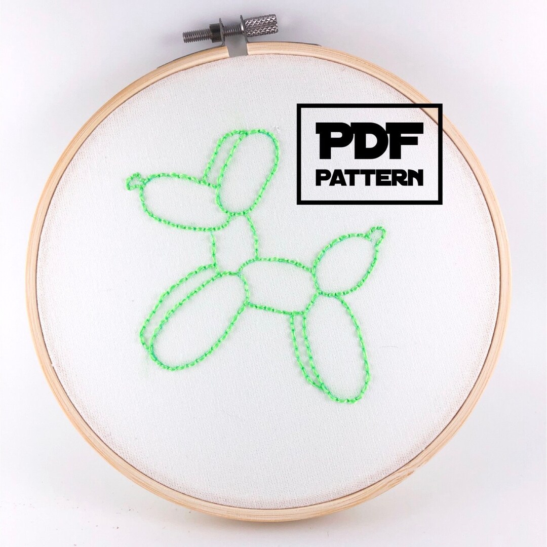 Balloon Dog Embroidery Pattern - Digital Download PDF - Balloon Animal ...