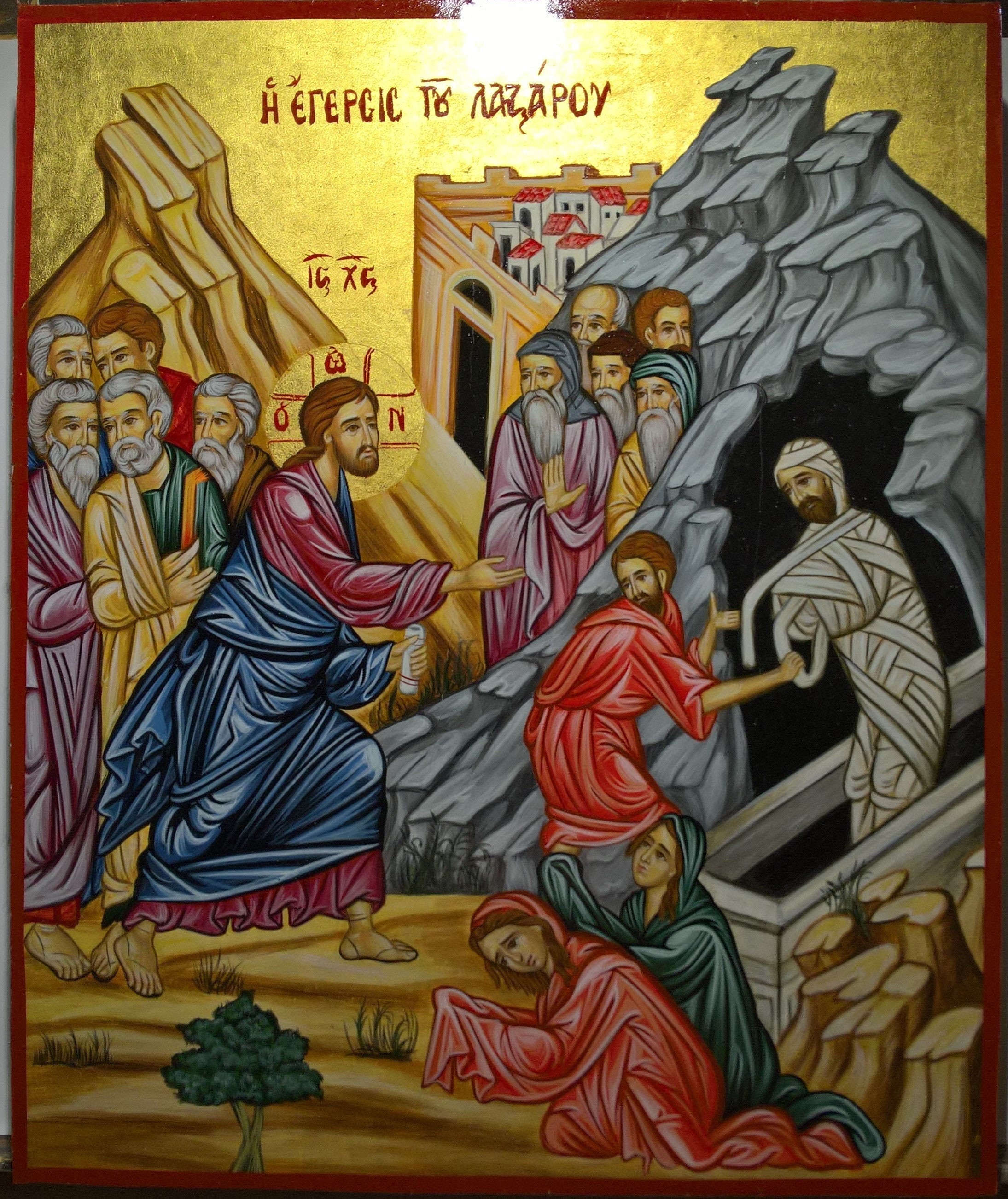 La résurrection de Lazare. Icône byzantine orthodoxe taille 30x25cm ...