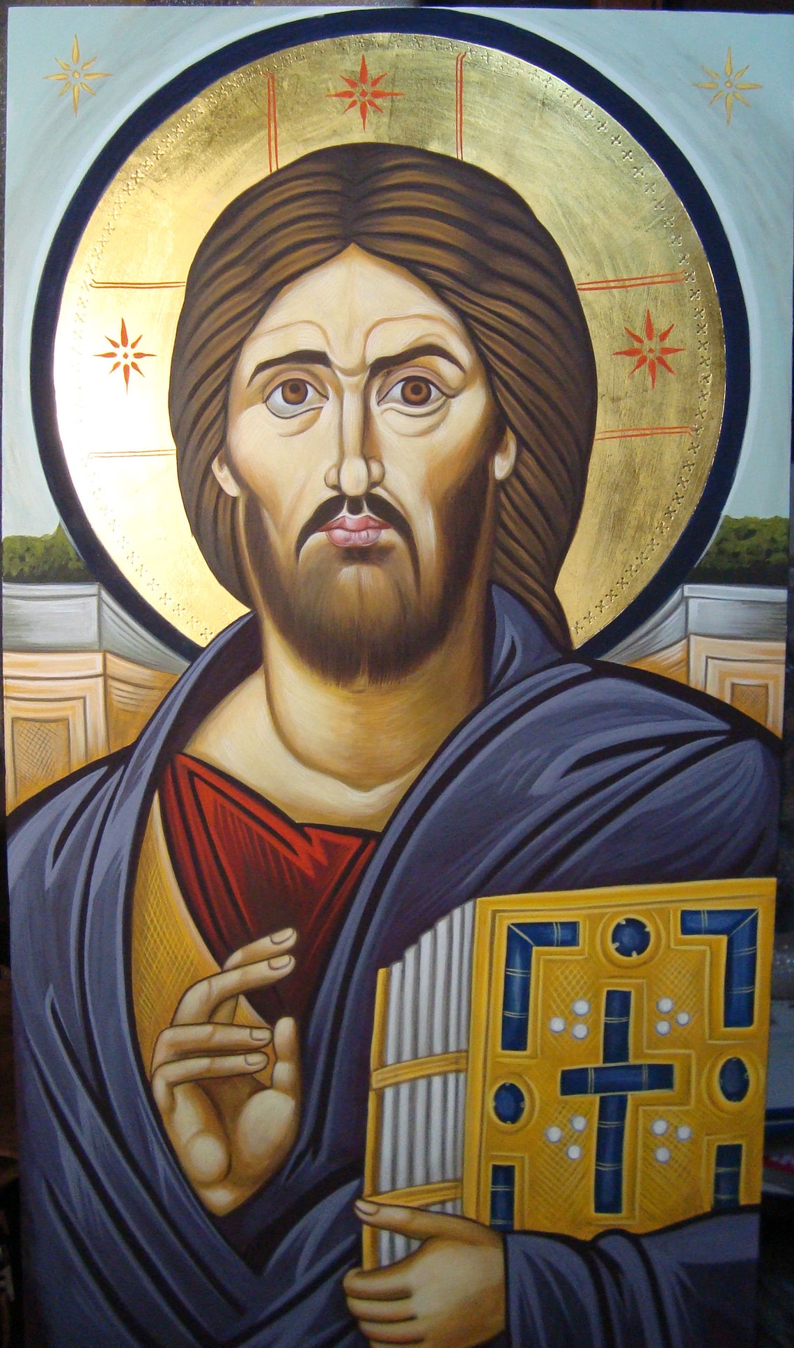 Jesus Christ Pantokrator. Orthodox Byzantine Icon Size 60x30cm - Etsy