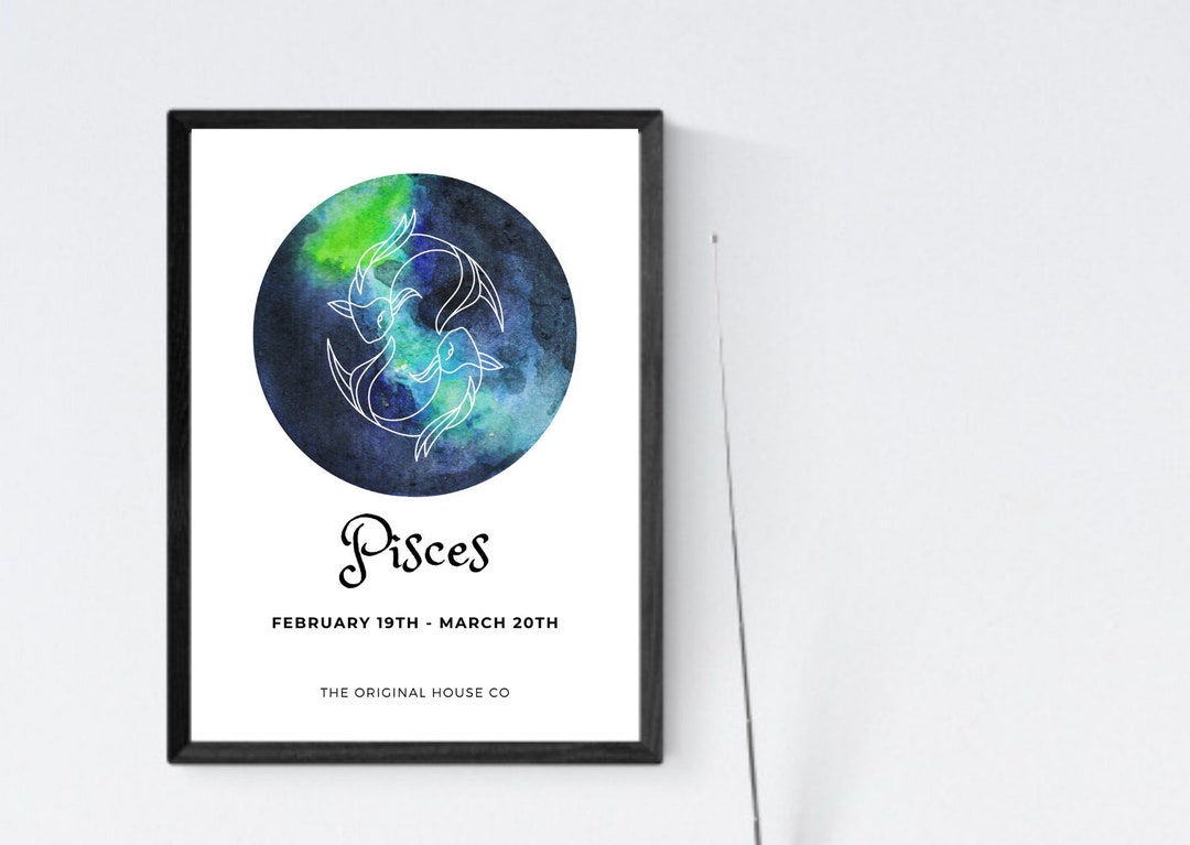 A4 Framed Pisces Horoscope Print, Wall Hanging, Art, Framed Print ...