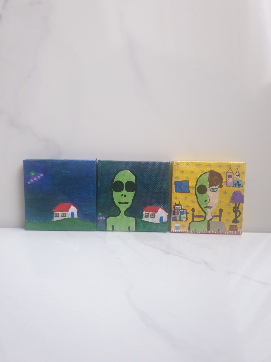 Set of 3 Alien Story in Sequence 7cmx7cm - Etsy