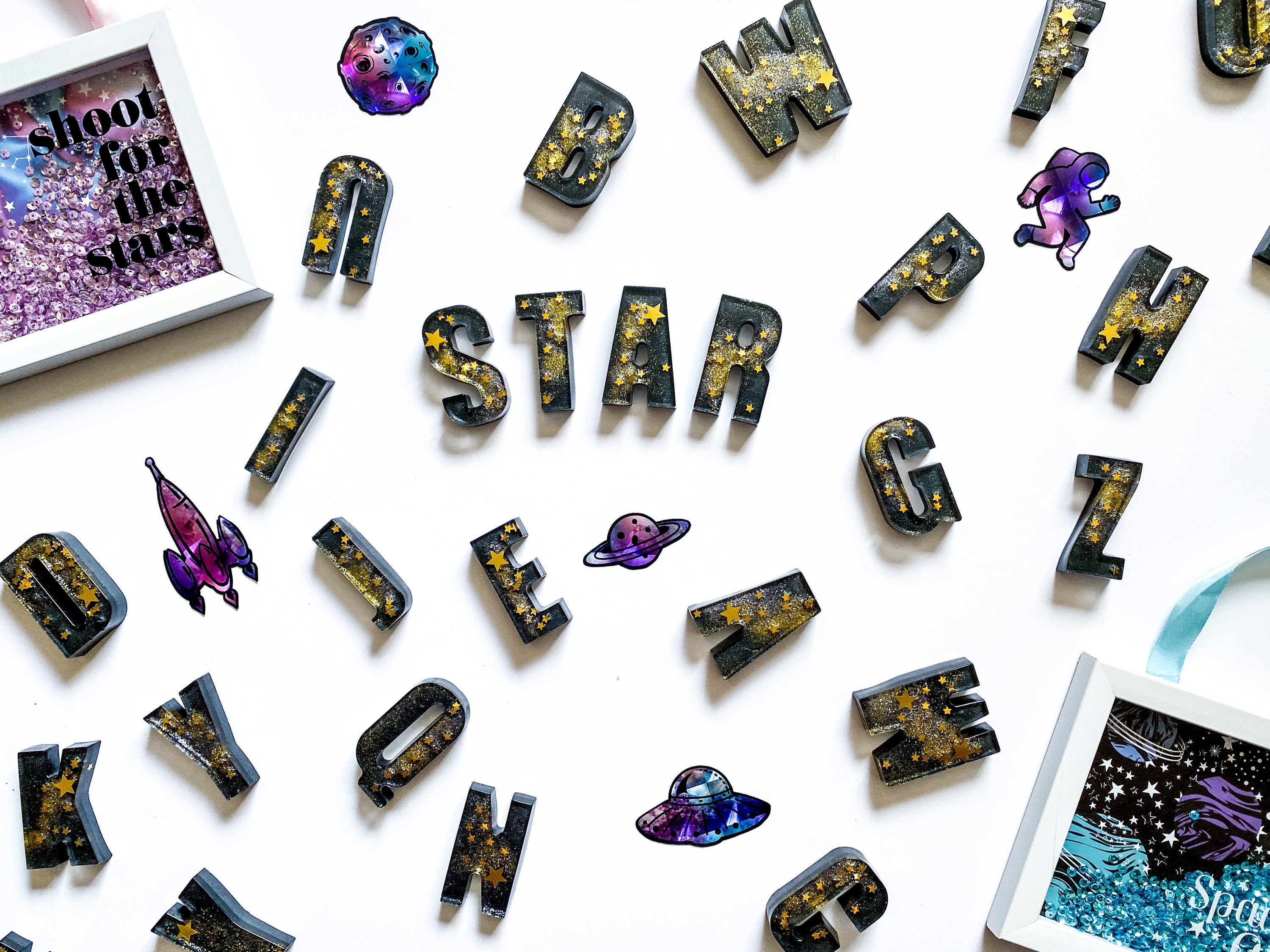 GALAXY LETTERS SPACE Alphabet Galaxy Space Star Glitter - Etsy 日本