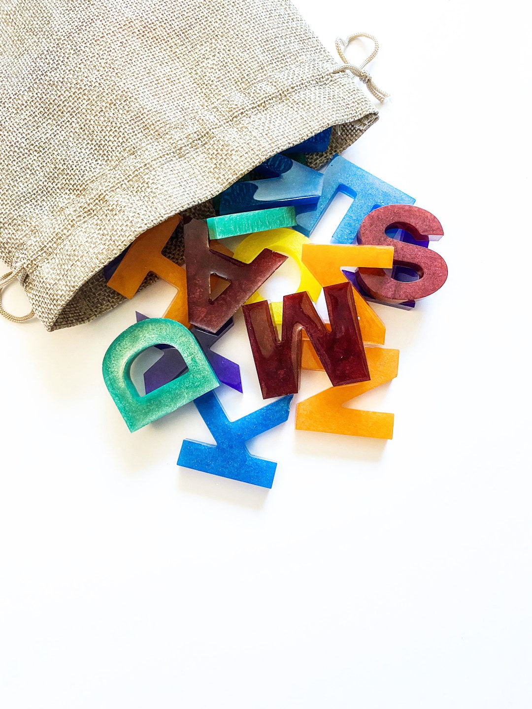 Rainbow Solid Primary Color Alphabet Resin Letters, Homeschool Learning ...