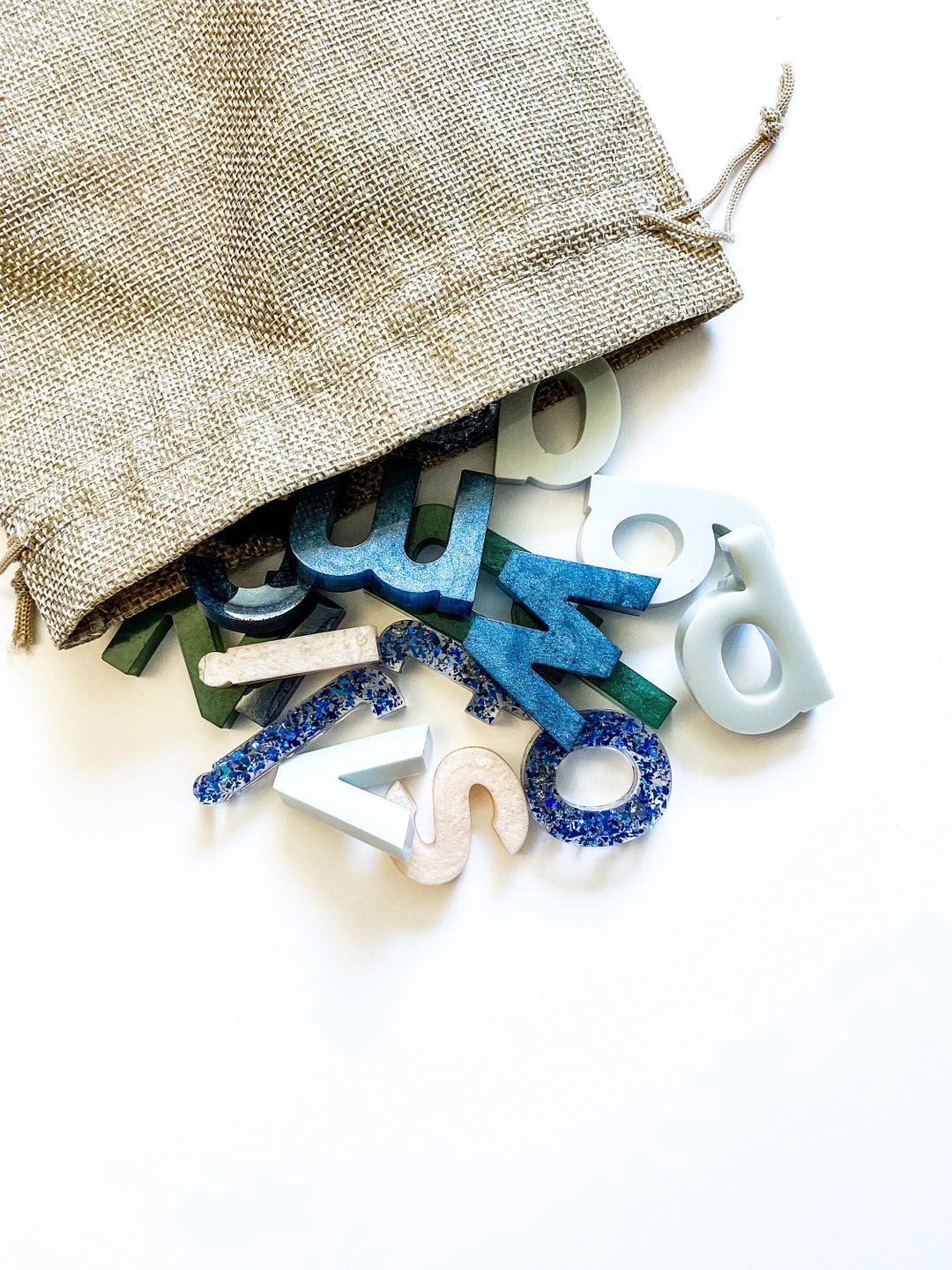 Sea Breeze Ocean Blue Lower Alphabet Resin Letters, Homeschool Learning ...