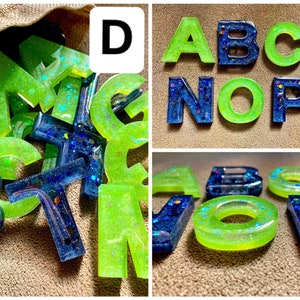 Rainbow 2-color Glitter Alphabet Resin Letters, Homeschool Learning ...