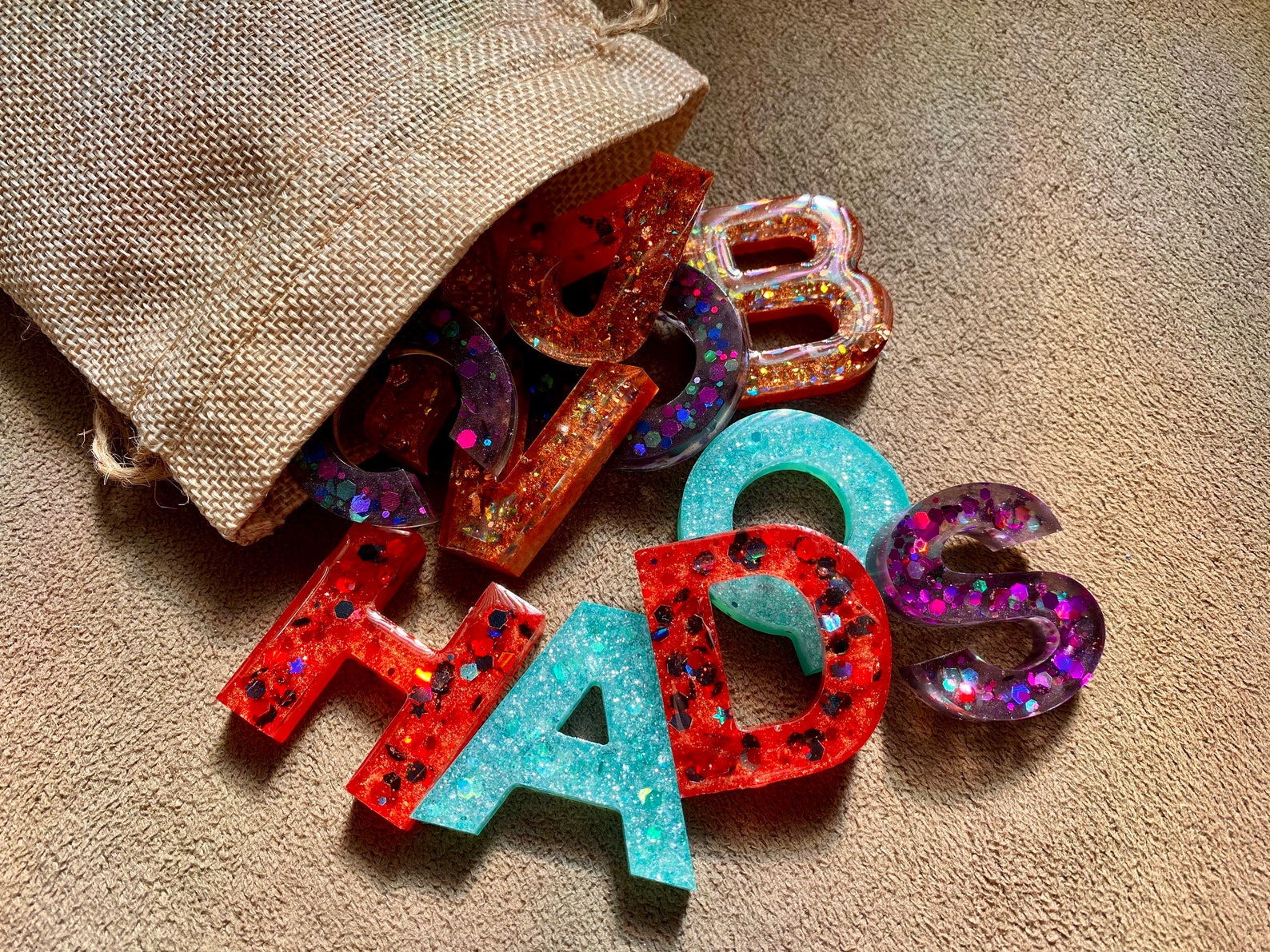 Rainbow 2-color Glitter Alphabet Resin Letters Homeschool - Etsy