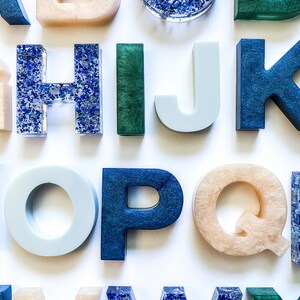 Sea Breeze Ocean Blue Upper Alphabet Resin Letters, Homeschool Learning ...
