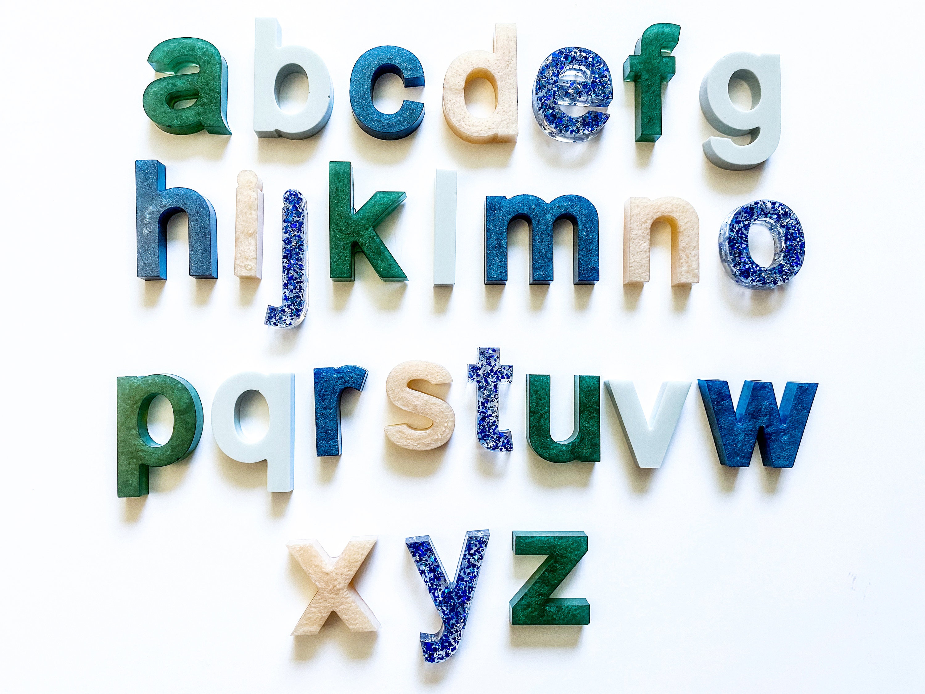 Sea Breeze Ocean Blue Lower Alphabet Resin Letters Homeschool | Etsy