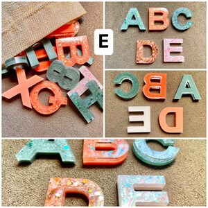 Rainbow 2-color Glitter Alphabet Resin Letters, Homeschool Learning ...