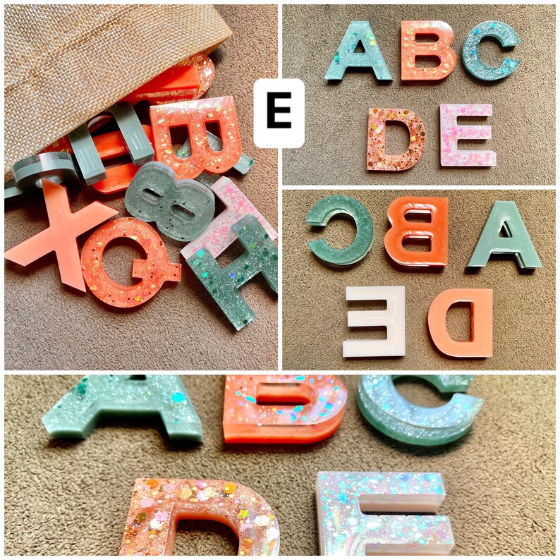 Rainbow 2-color Glitter Alphabet Resin Letters Homeschool - Etsy