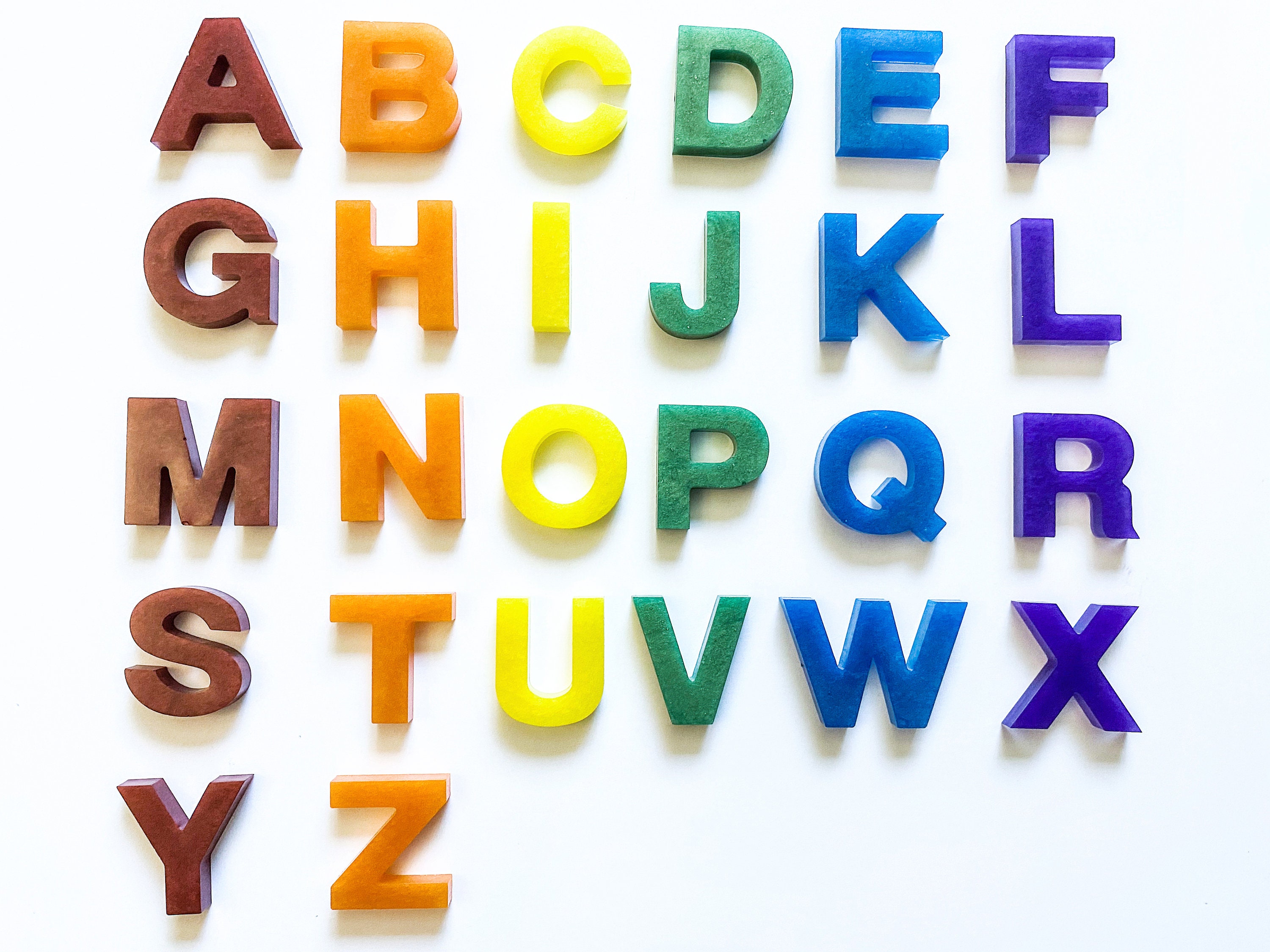 Rainbow Solid Primary Color Alphabet Resin Letters Homeschool | Etsy