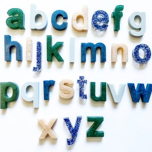 Sea Breeze Ocean Blue Upper Alphabet Resin Letters, Homeschool Learning ...