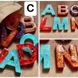 Rainbow 2-color Glitter Alphabet Resin Letters, Homeschool Learning ...