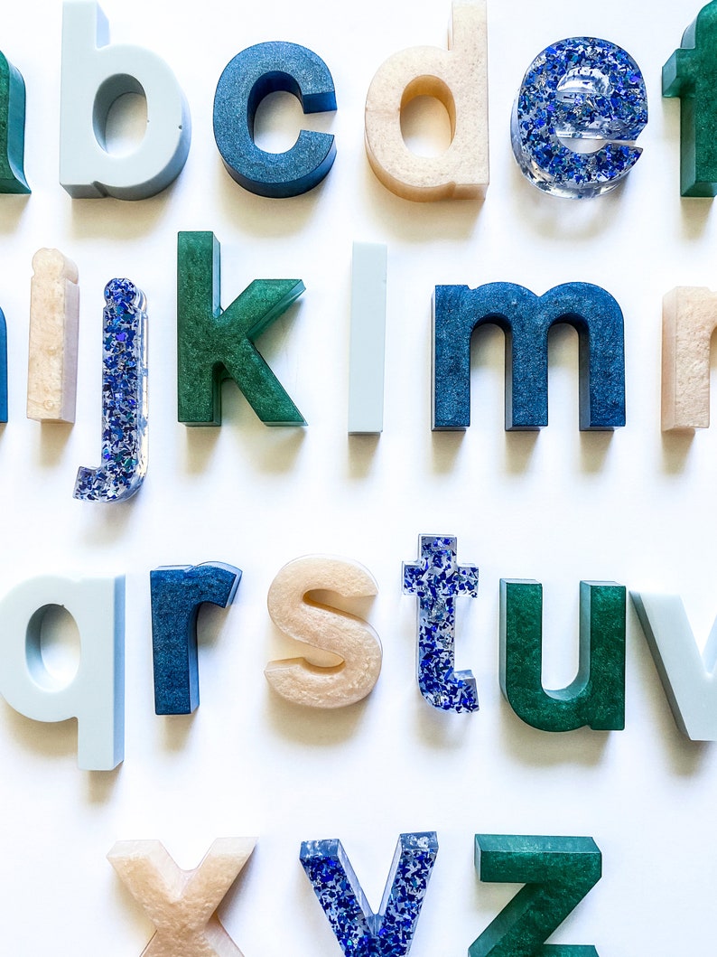 Sea Breeze Ocean Blue Upper Alphabet Resin Letters Homeschool | Etsy
