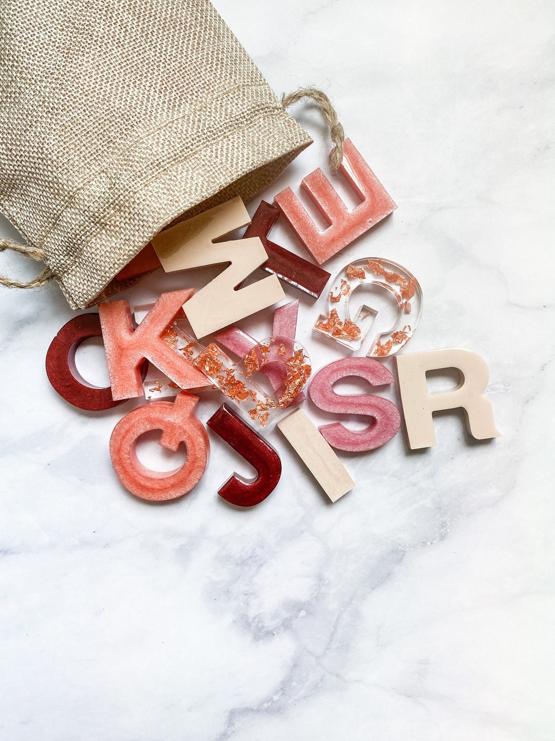 Sweetheart Pink With Foils Alphabet Resin Letters, Homeschool Learning ...