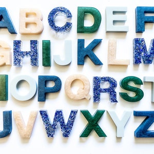 Sea Breeze Ocean Blue Upper Alphabet Resin Letters, Homeschool Learning ...