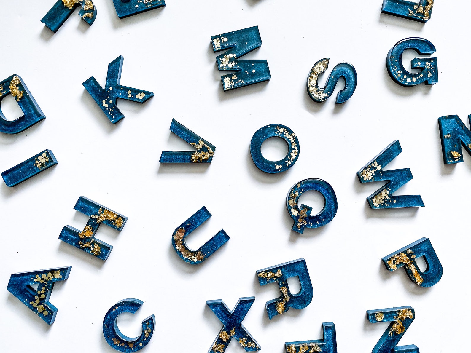 Glam Azul Azul azul con brillo / foil alfabeto letras de - Etsy España