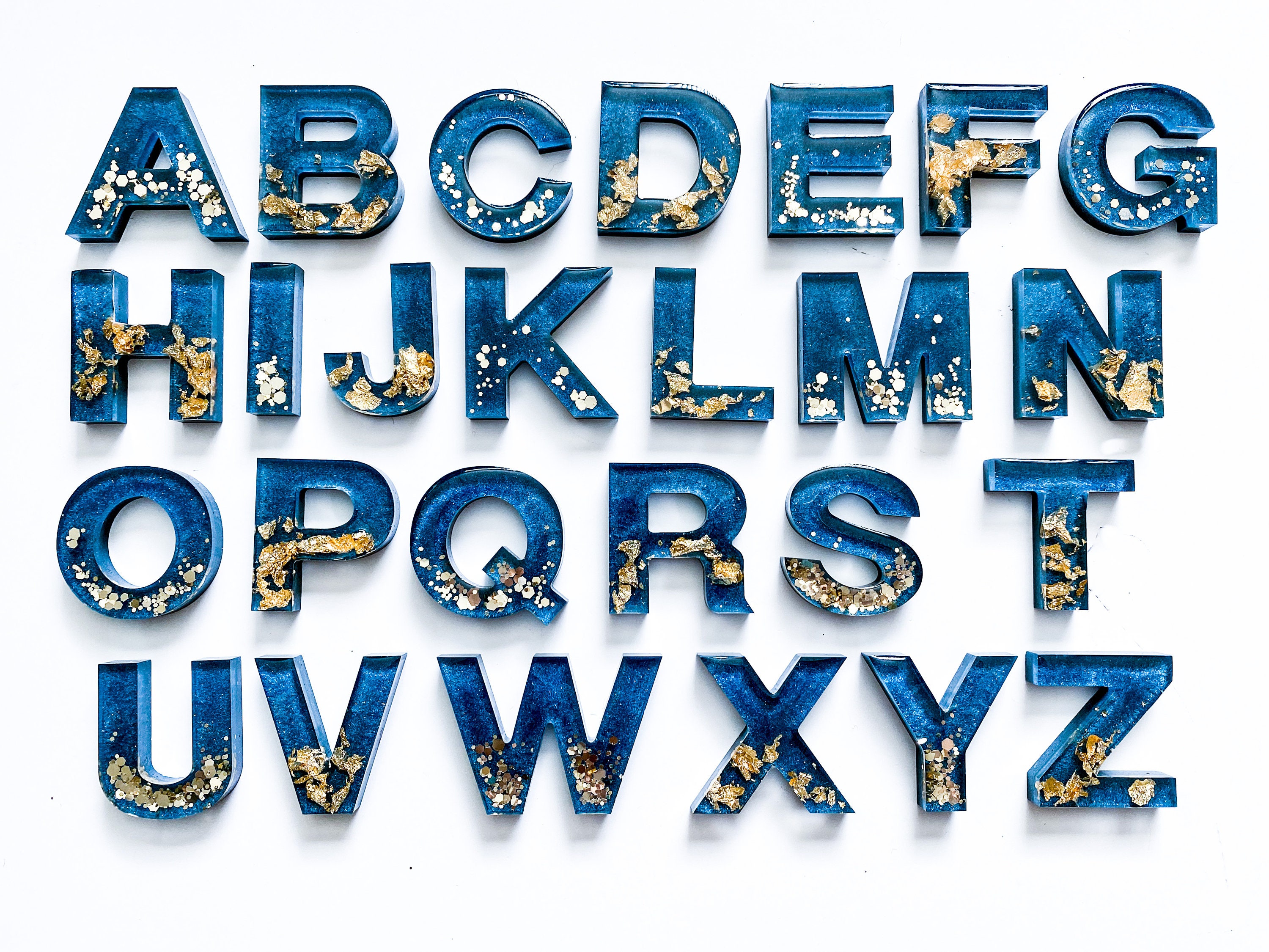 Glam Azul Azul azul con brillo / foil alfabeto letras de - Etsy España