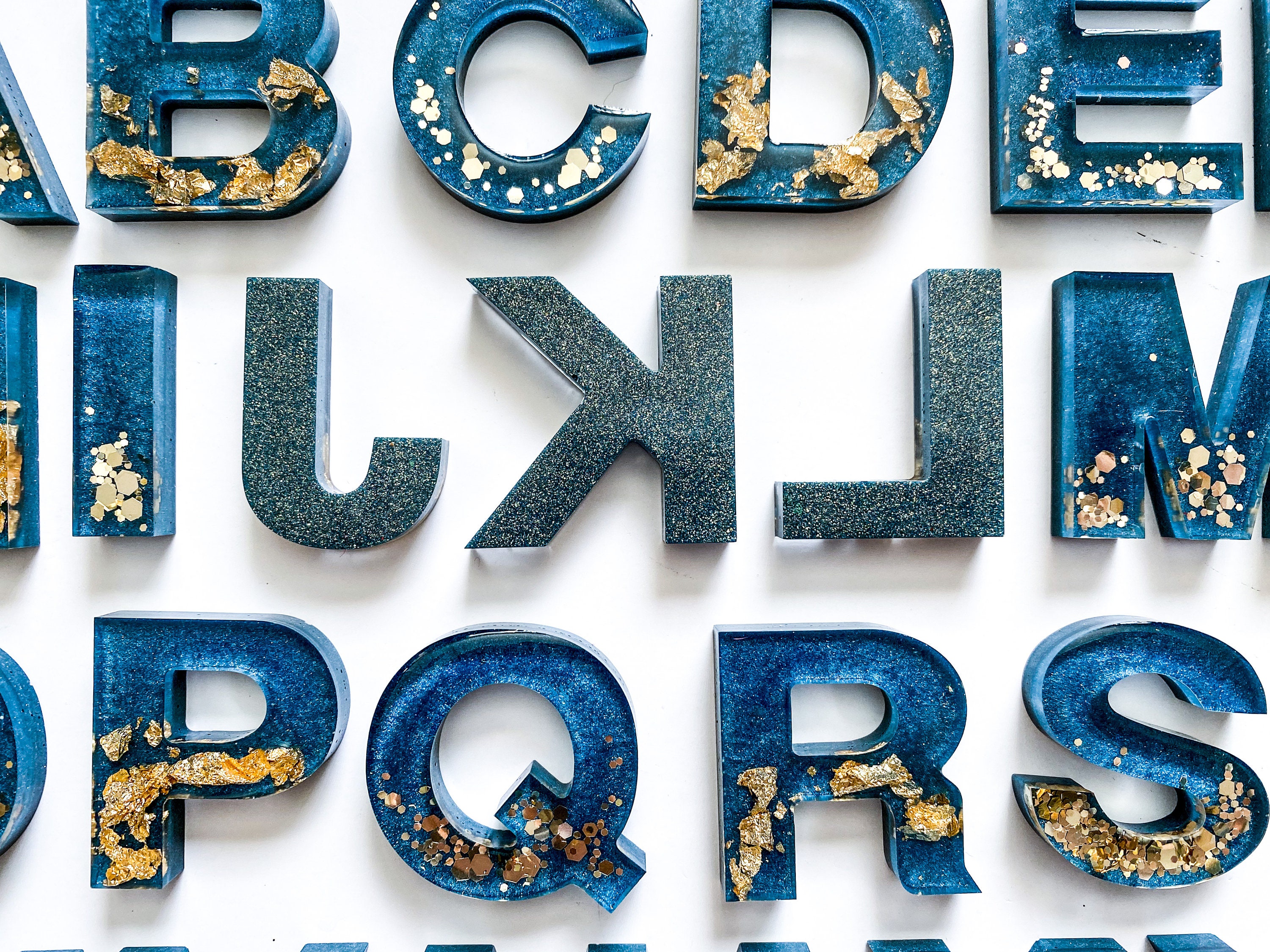Glam Azul Azul azul con brillo / foil alfabeto letras de - Etsy España