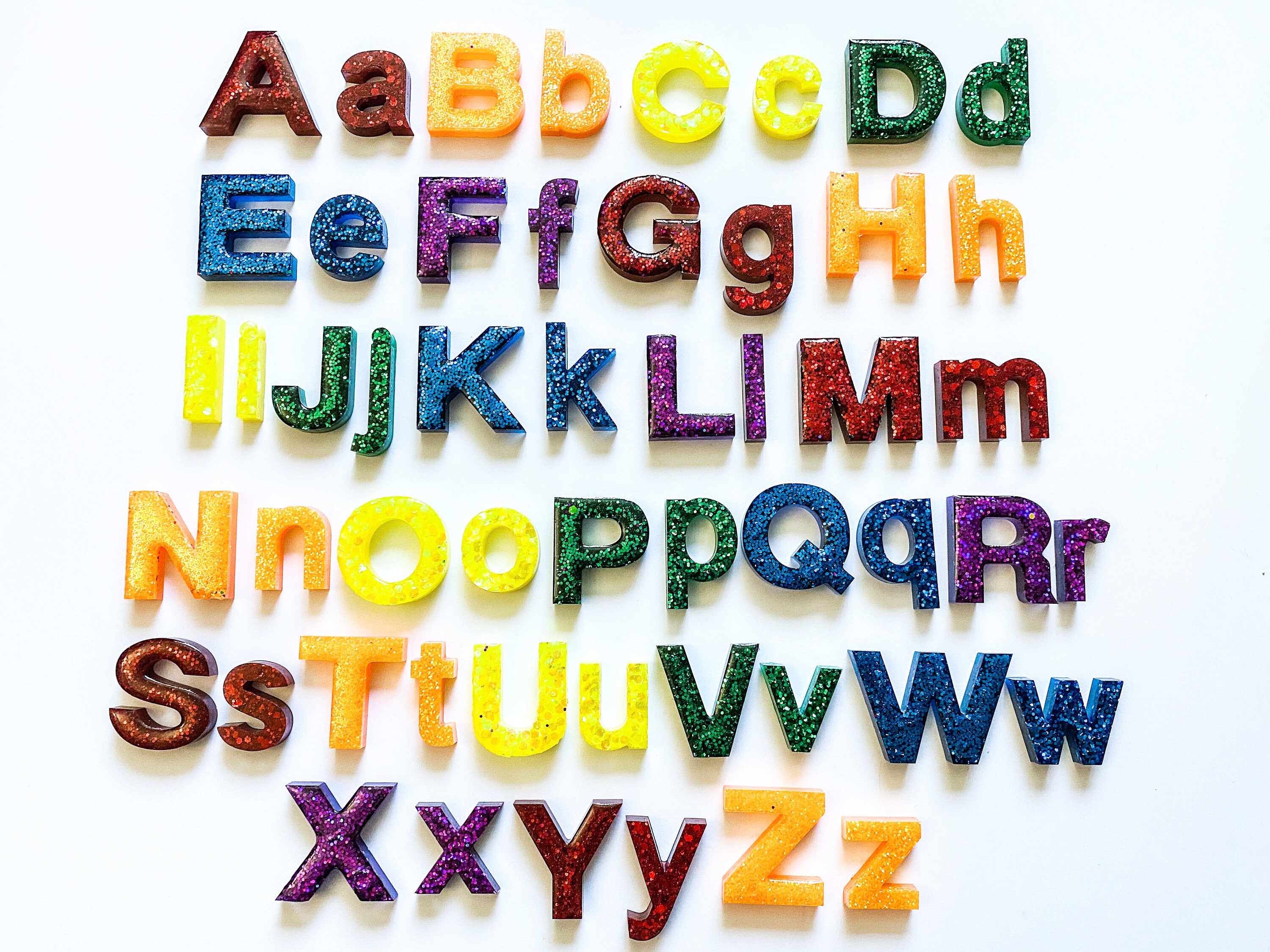 Rainbow Solid Primary Color Alphabet Resin Letters Homeschool | Etsy