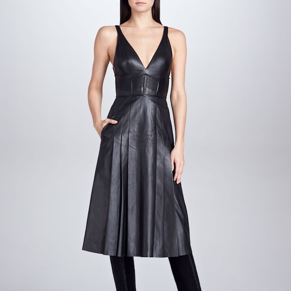 Vintage Leather Dress Black - Etsy