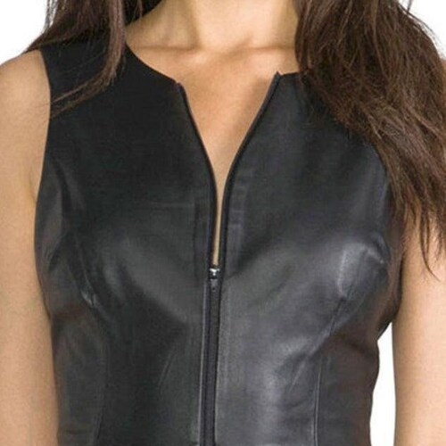 Handmade Women's Genuine Lambskin Leather Tops Outfit - Etsy
