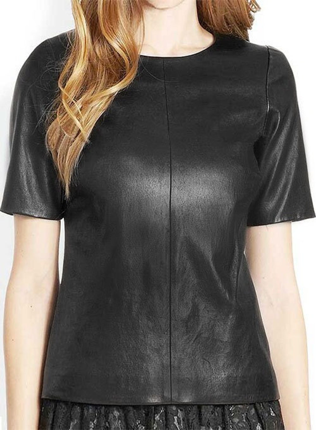 Handmade Women's Genuine Lambskin Leather Tops Outfit Leather Tops ...