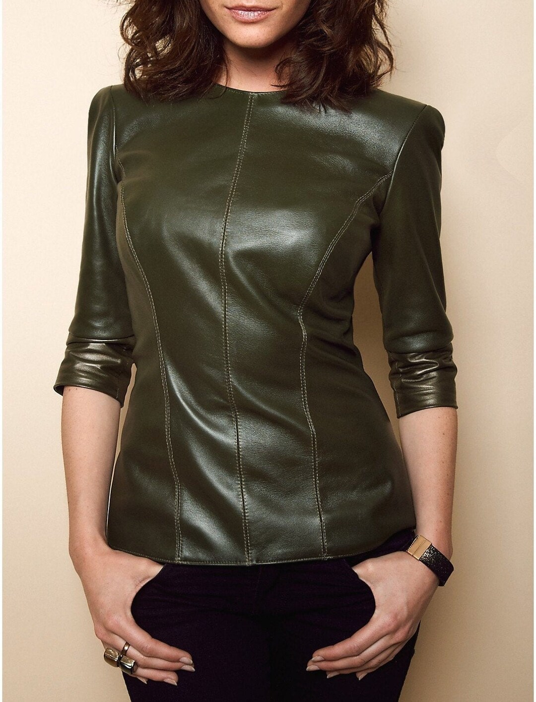 Handmade Top Quality Genuine Soft Lamb Skin Leather Beautiful Top Slim ...
