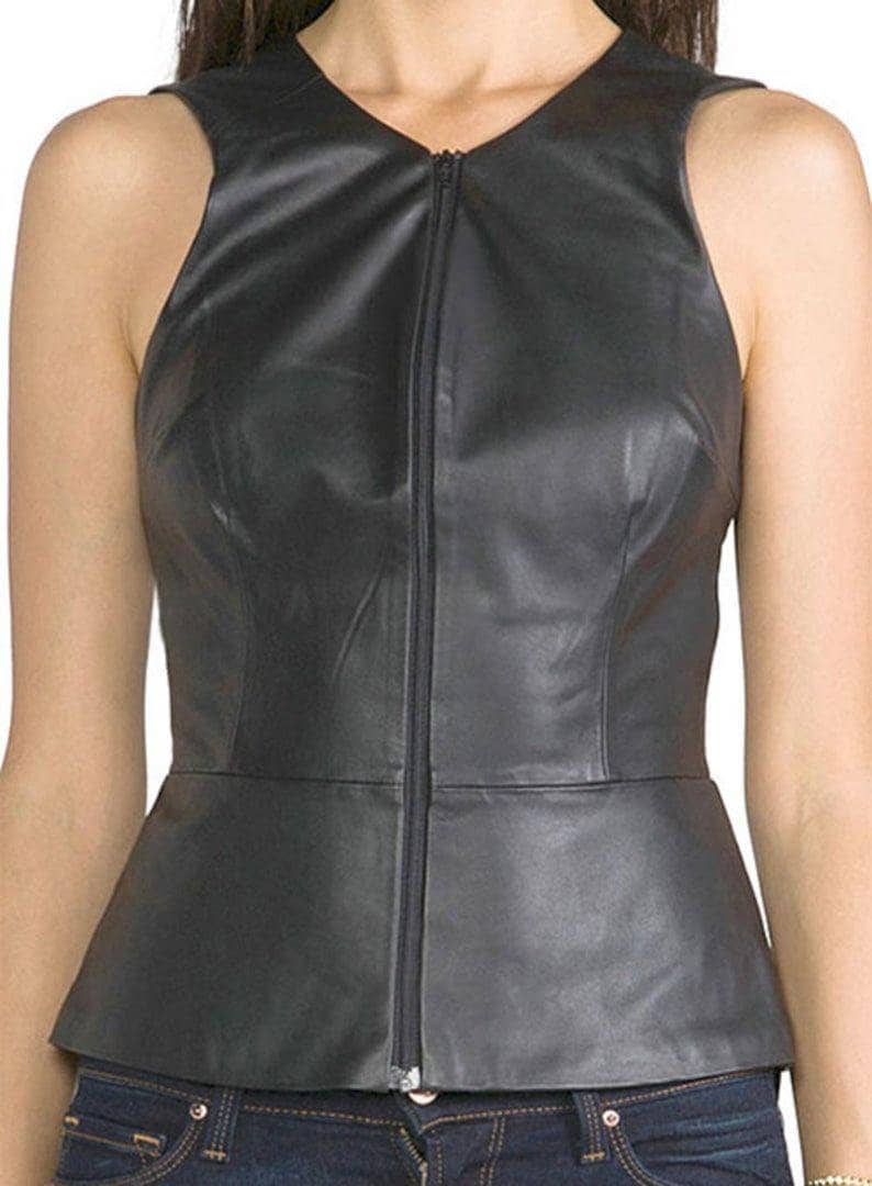 Handmade Women's Genuine Lambskin Leather Tops Outfit - Etsy