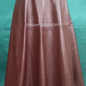 Handmade Women's Genuine Lambskin Leather Ankle Riding Skirt Outfit Leather A Line Skirt Vintage ...