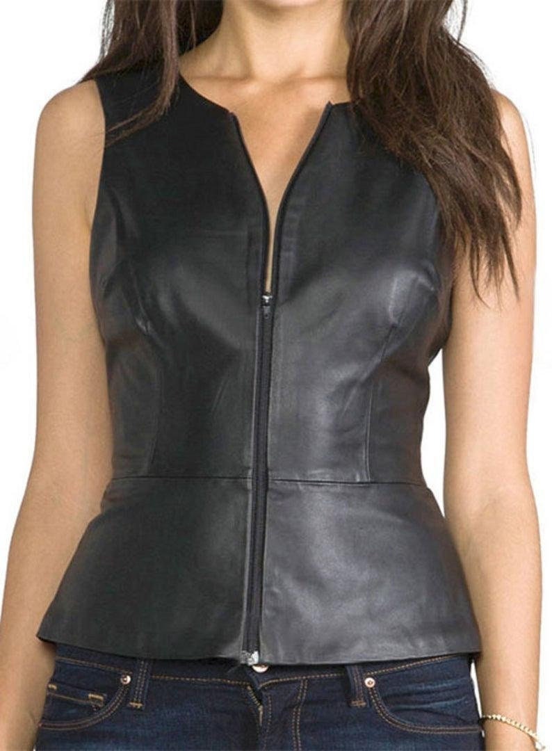 Handmade Women's Genuine Lambskin Leather Tops Outfit - Etsy