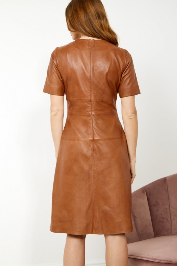 Handmade Women's Genuine Lamb Skin Leather Dresses Party | Etsy