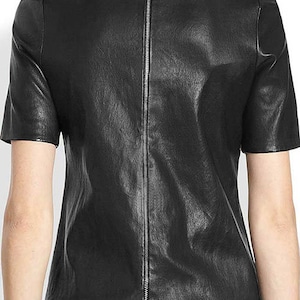 Handmade Lambskin Leather Top: Short Sleeve Vintage Style - Etsy