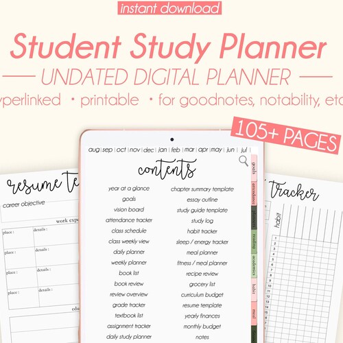Digital Student Planner Printable Student Planner Study | Etsy