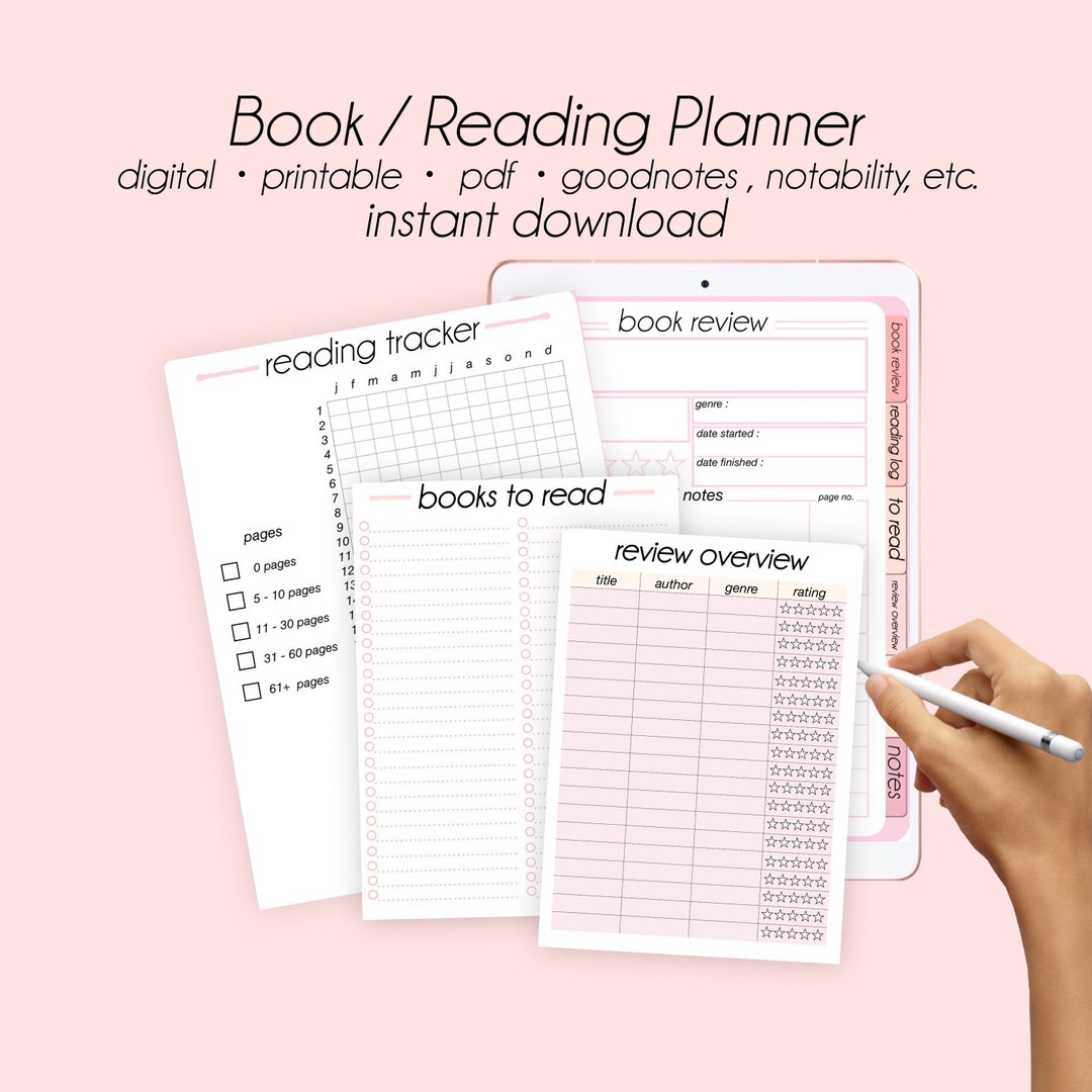 Digital Reading & Book Planner, Printable Reading Tracker, Instant ...