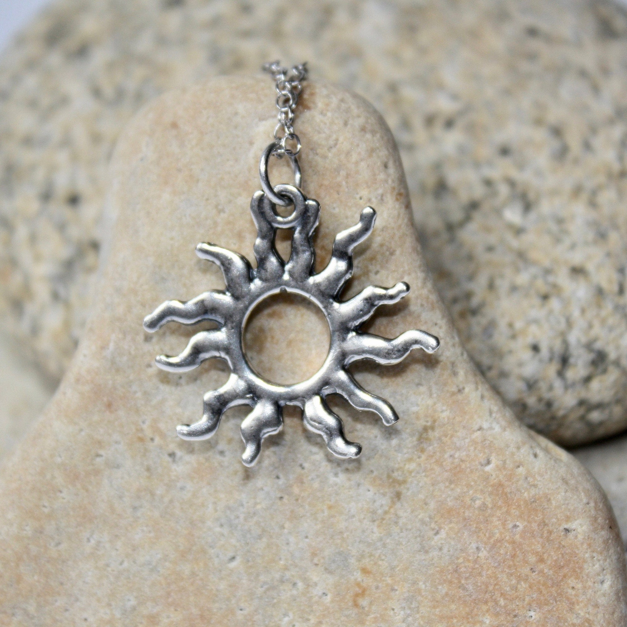 Sterling Silver Sun Charm Necklace, Celestial Pendant - Etsy