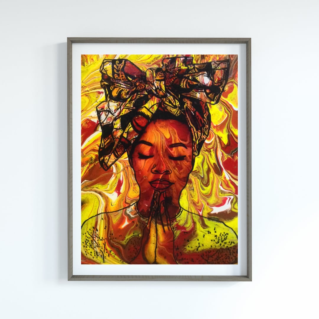 Meditations Poster, African American Woman Meditating, Spiritual Art ...